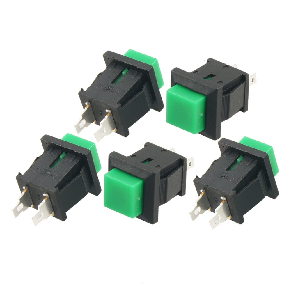 Green DS-429A 10MM 2PIN Self-Locking Square Push Button Switch with Lock - Zbotic