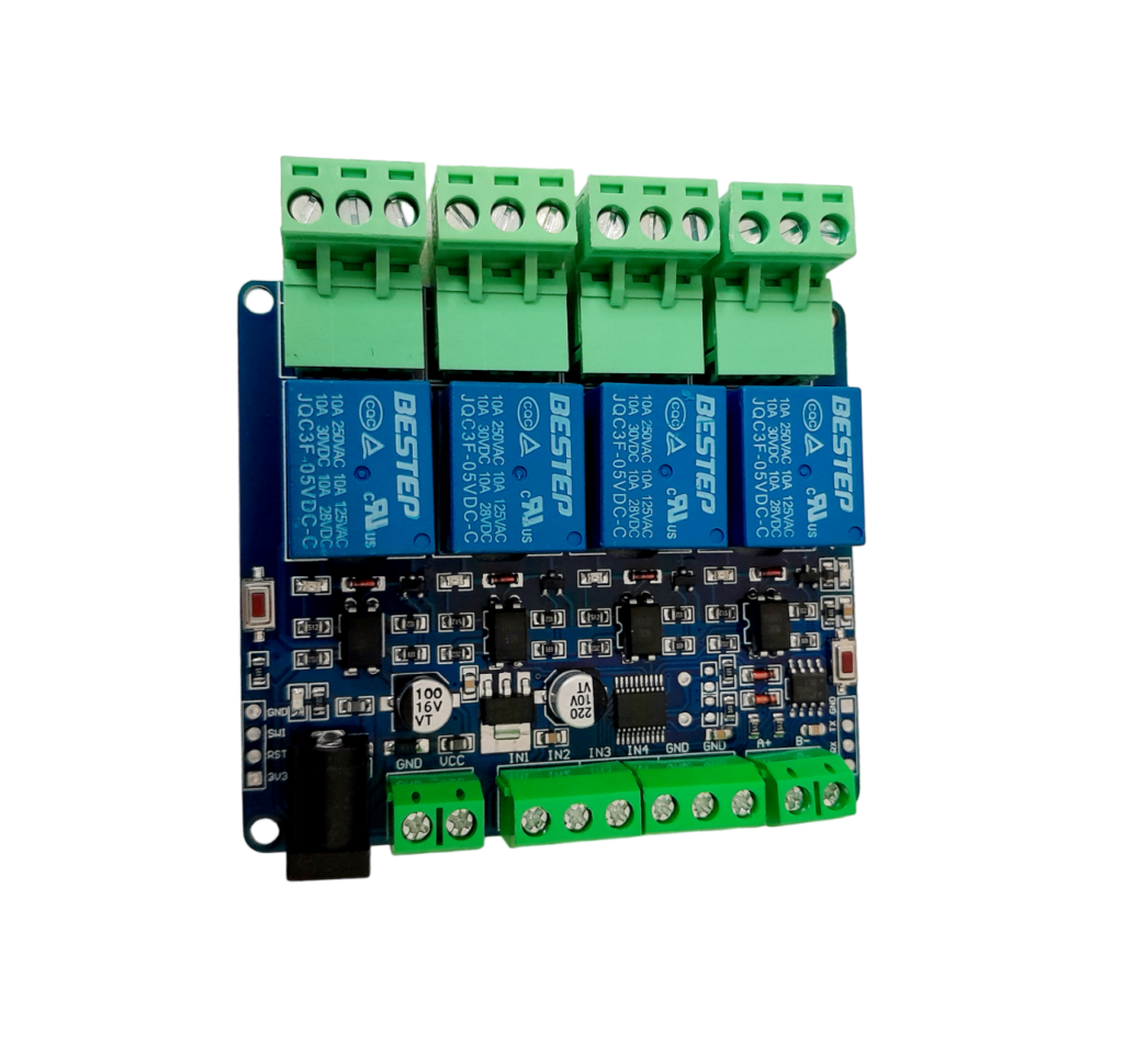 7-24V Modbus RTU 4, Channels Relay Module, RS485/TTL Anti-Reverse, Connection – Buy Online ...