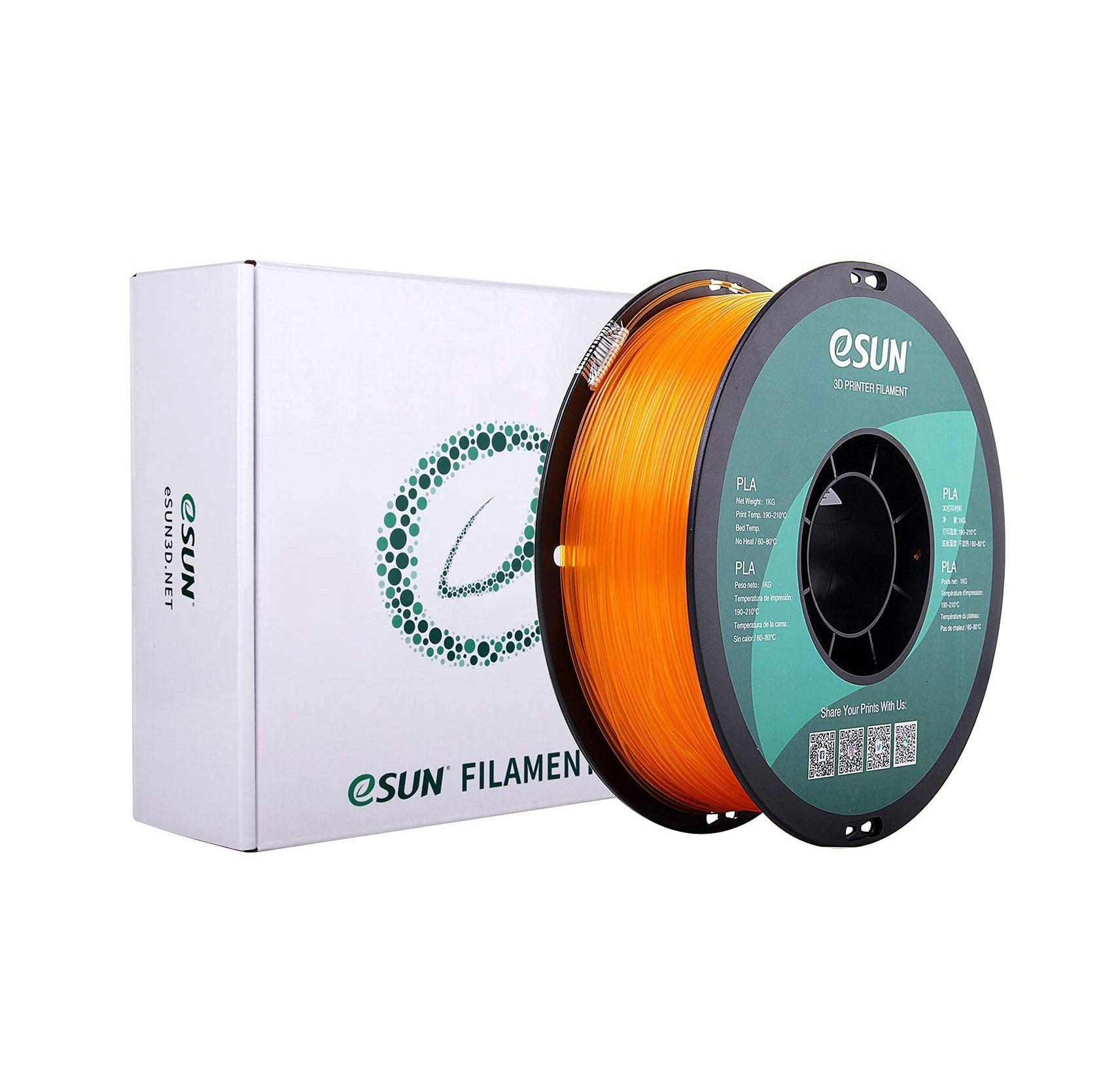 Buy eSun PLA filament Translucent orange - Zbotic