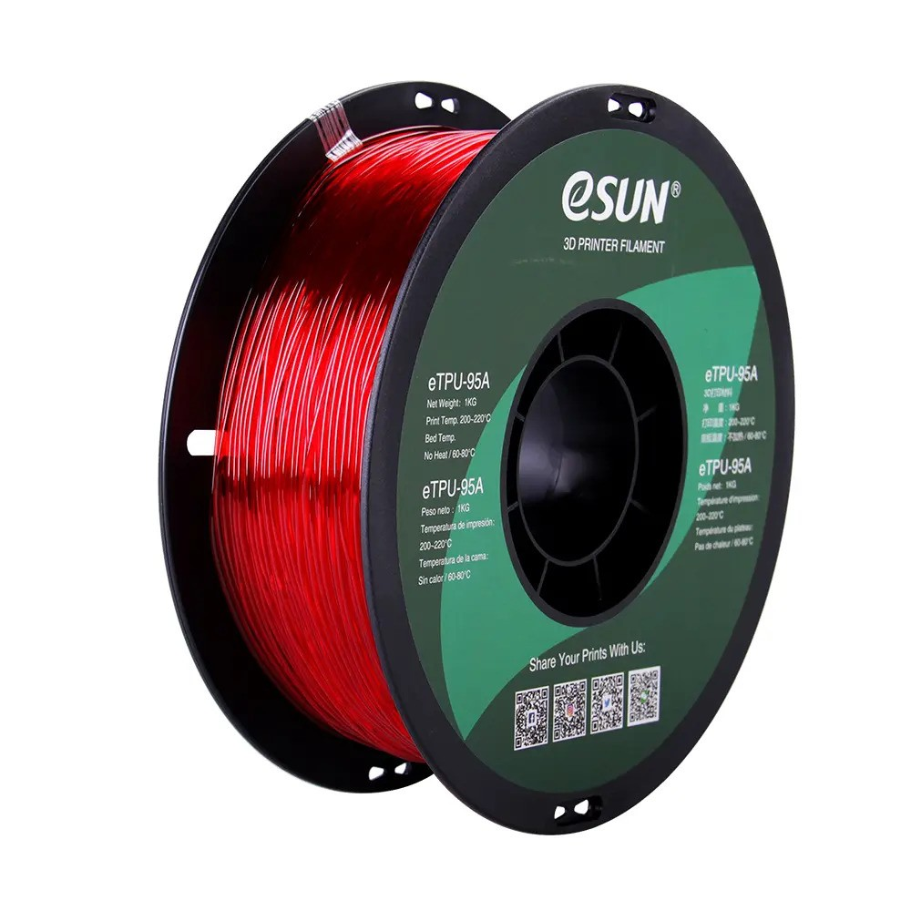 Buy eSUN TPU-95A-Translucent Red-1kg/spool - Zbotic