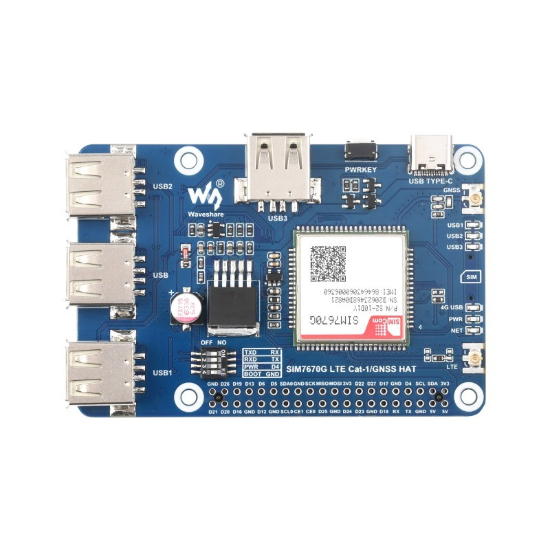 Waveshare Cat-1/GNSS HAT for Raspberry Pi, Based On SIM7670G module ...